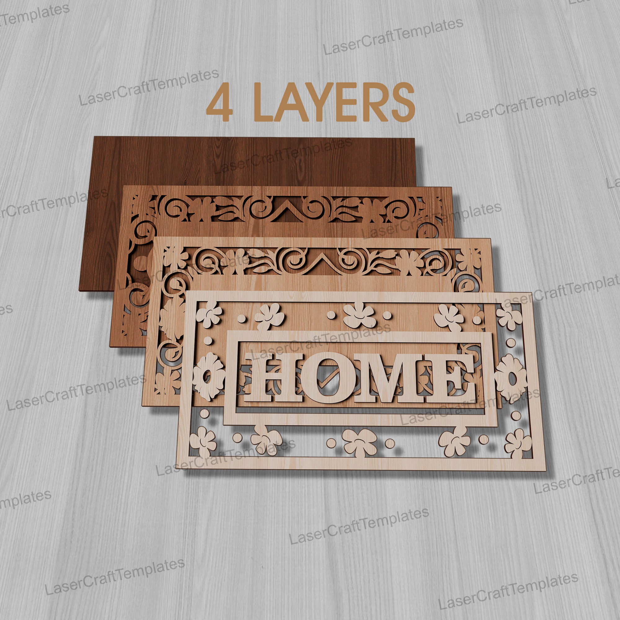Multilayer Welcome Home Flowers Sign Laser Cut Svg File Glowforge ...