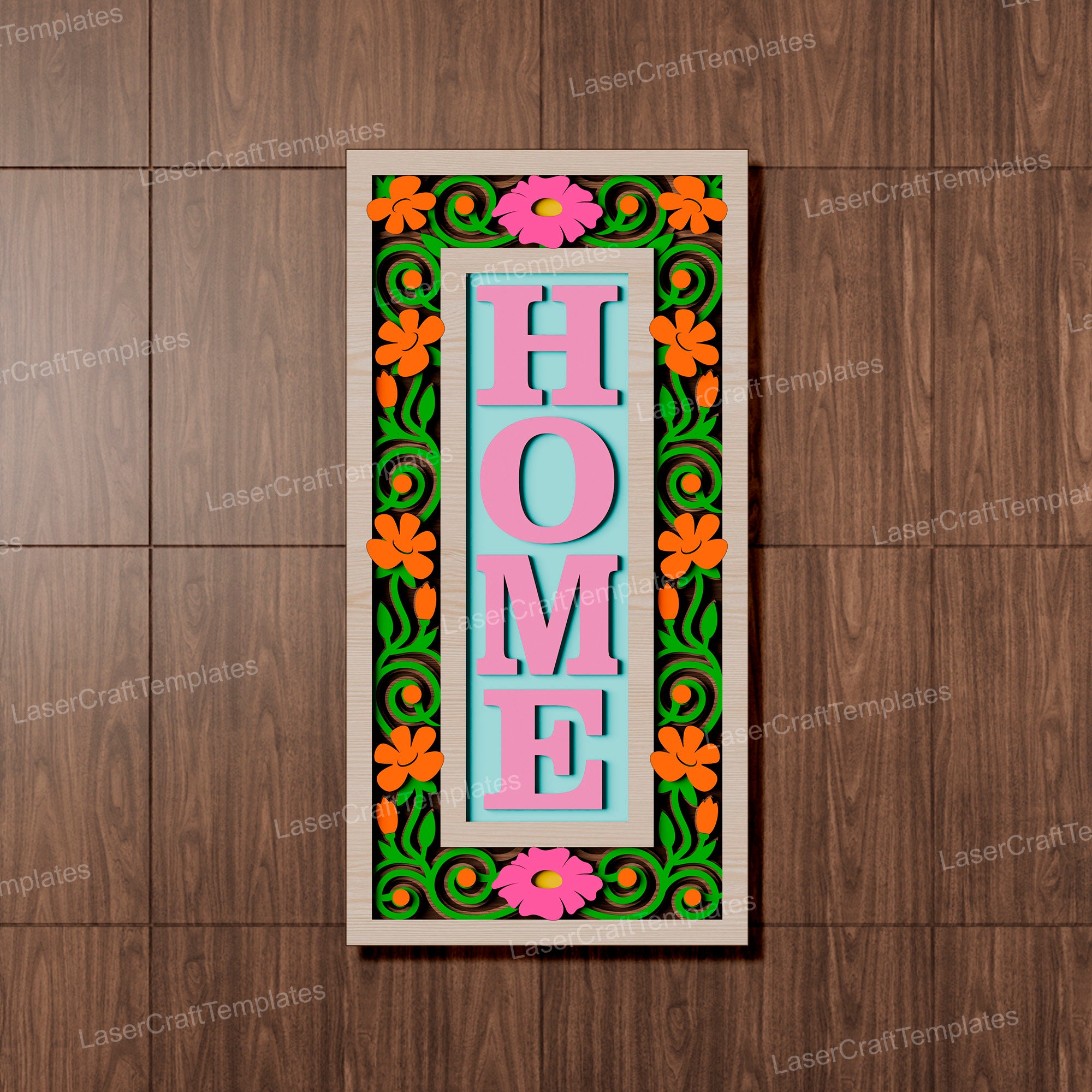 Multilayer Welcome Home Flowers Sign Laser Cut Svg File Glowforge ...