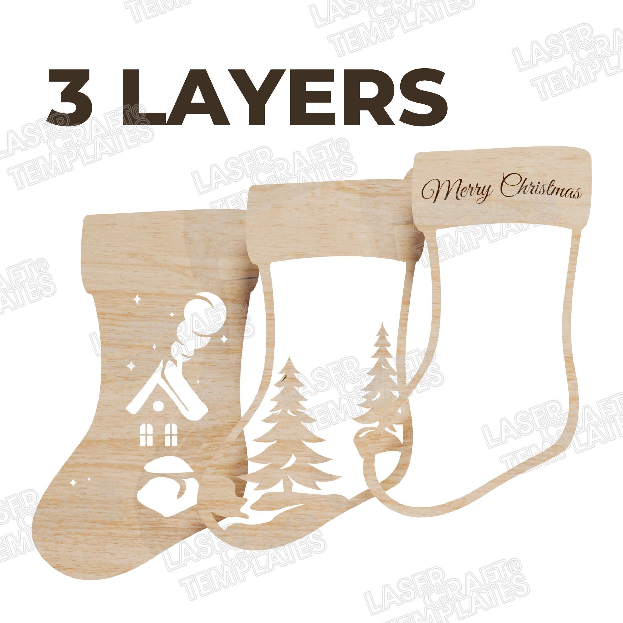 Laser Cut Christmas Socks Ornaments 6 Svg Cutting File Glowforge ...