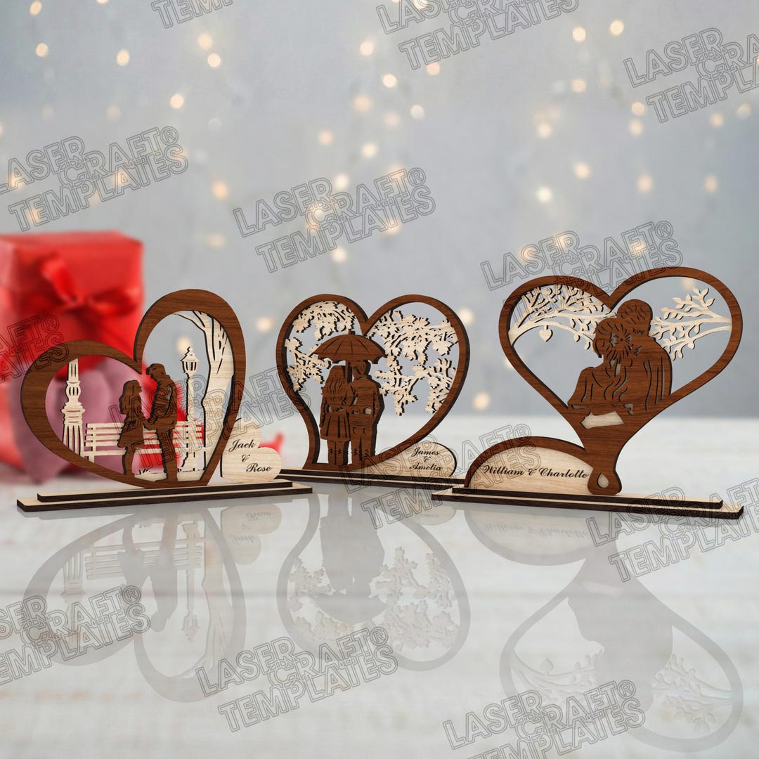 Valentine Love Couple Standing 3 Bundle Laser Cut Svg File Glowforge ...