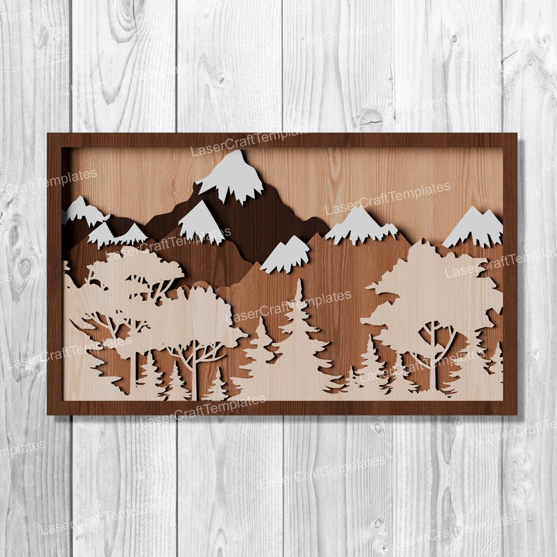 Laser Cut Multilayer Mountain Forest Wall Panel Svg File Glowforge ...