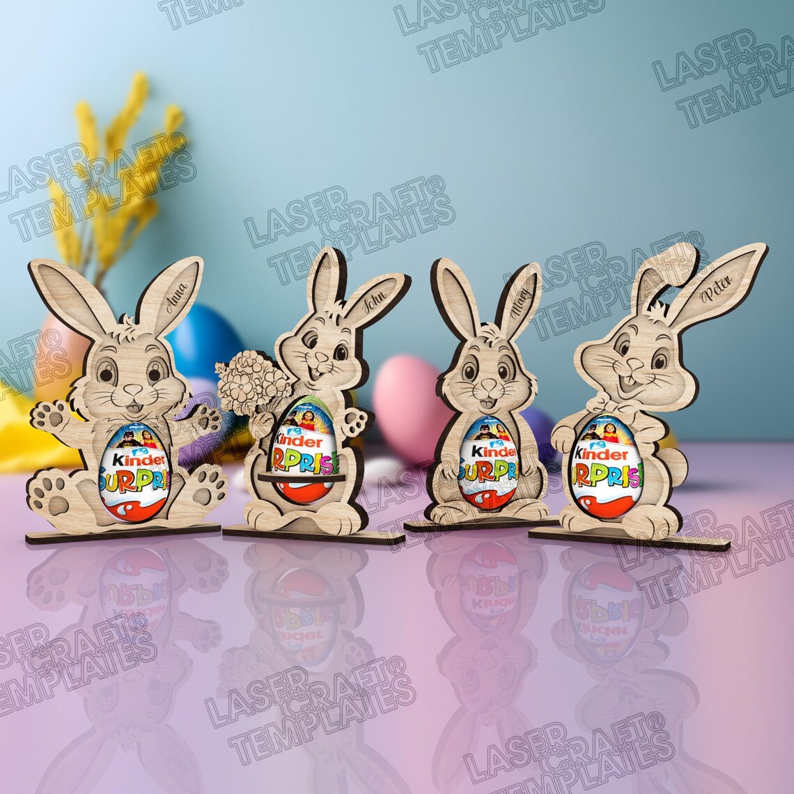 Easter Bunny 4 Egg Holders Laser Cut Svg File Glowforge Easter Bunny ...