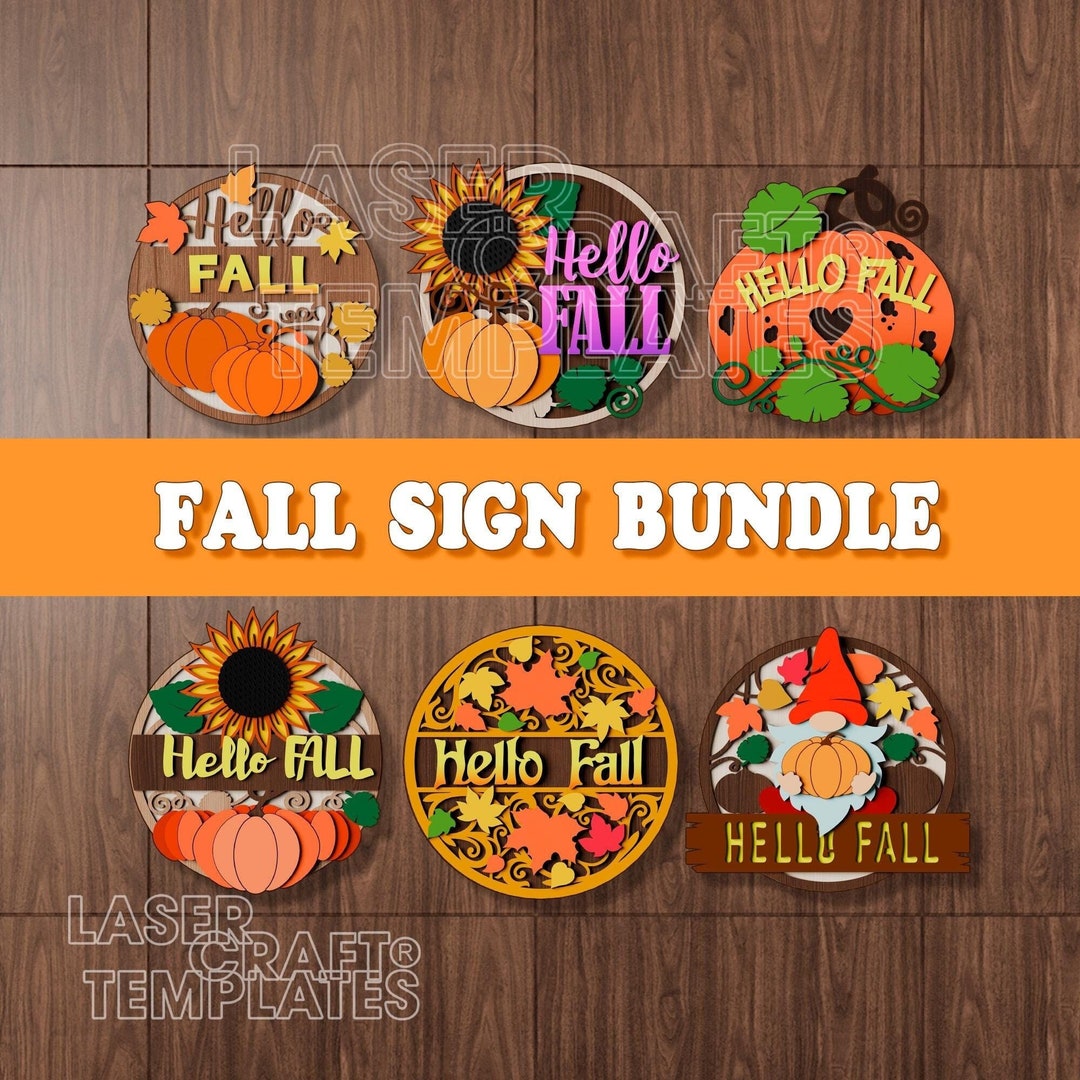 Fall Pumpkin Round Door Hanger 6 Bundle Laser Cut Svg File Glowforge ...