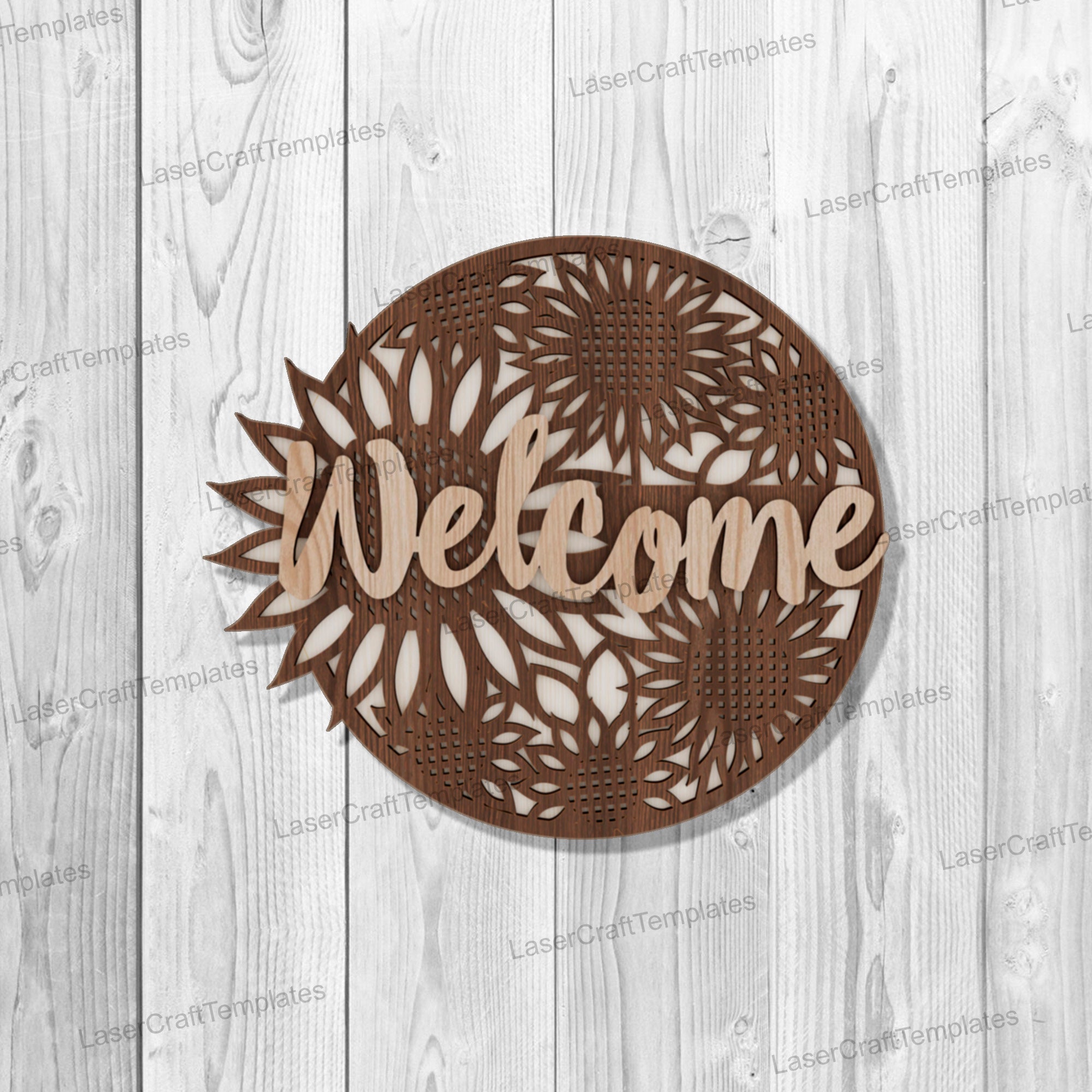 Sunflower Welcome Sign Laser Cut Svg File Glowforge Sunflower Door ...