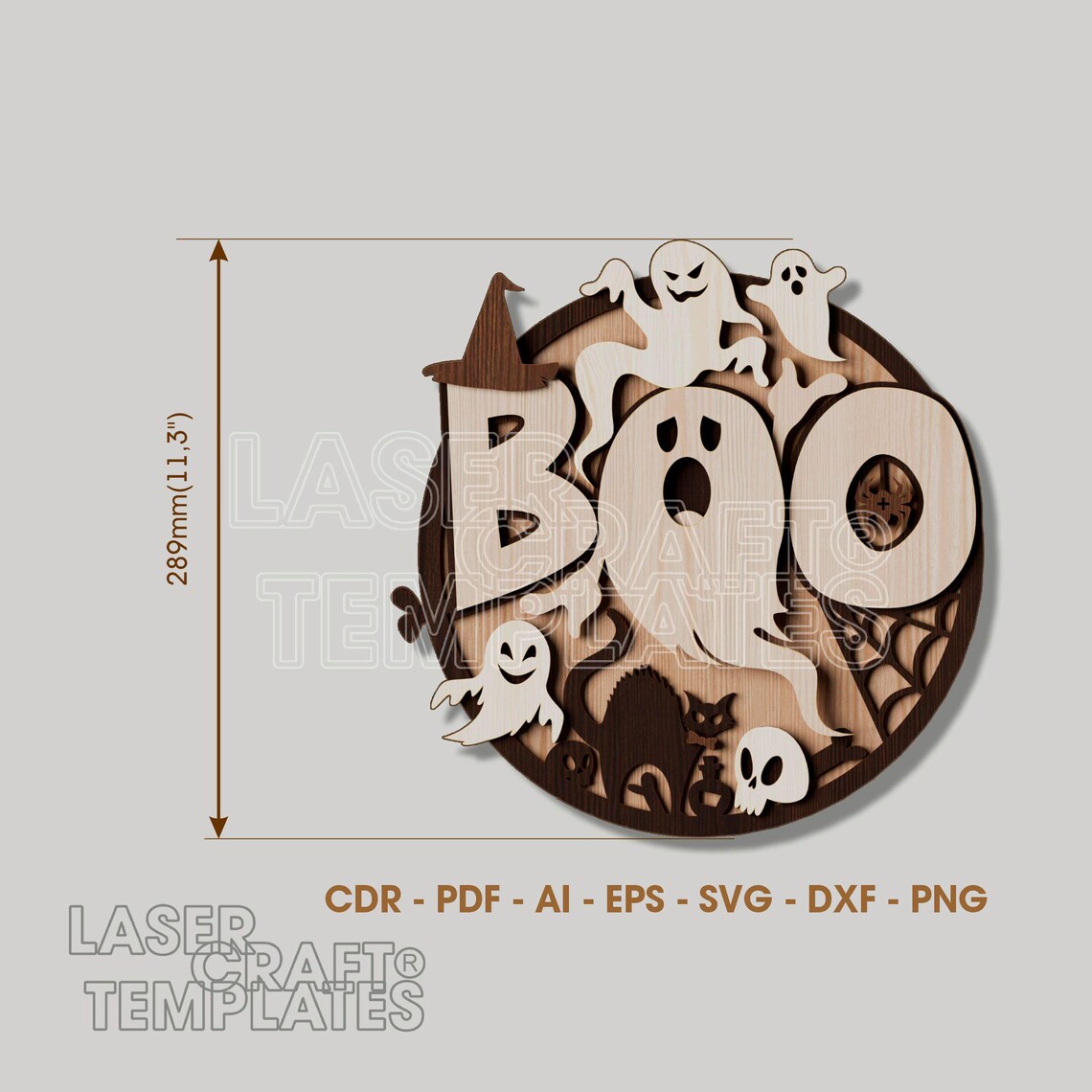 Laser Cut Boo Round Door Sign Svg File Glowforge Multilayerhalloween ...