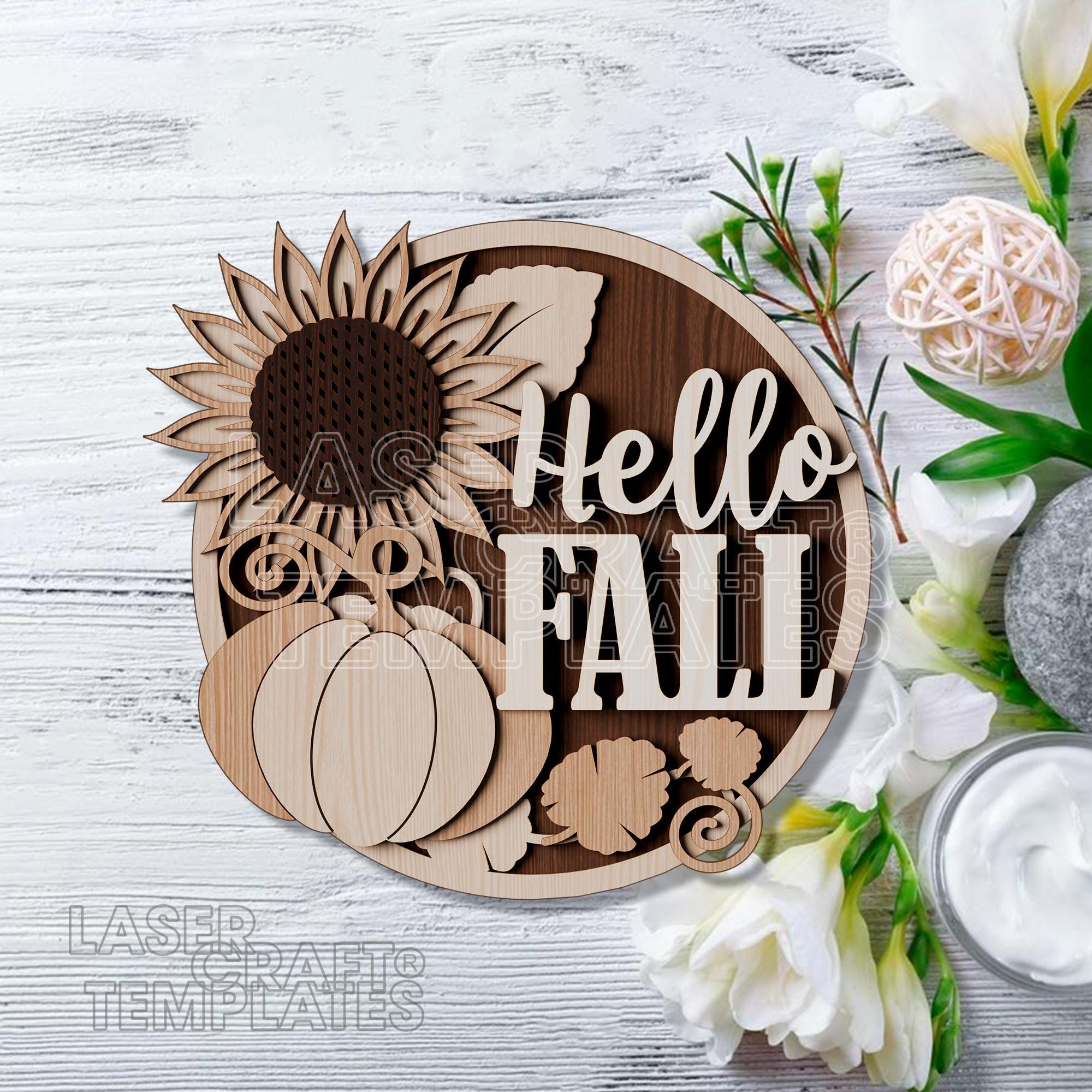 Laser Cut Pumpkin Round Sign Svg Template Glowforge Pumpkin Door Hanger ...