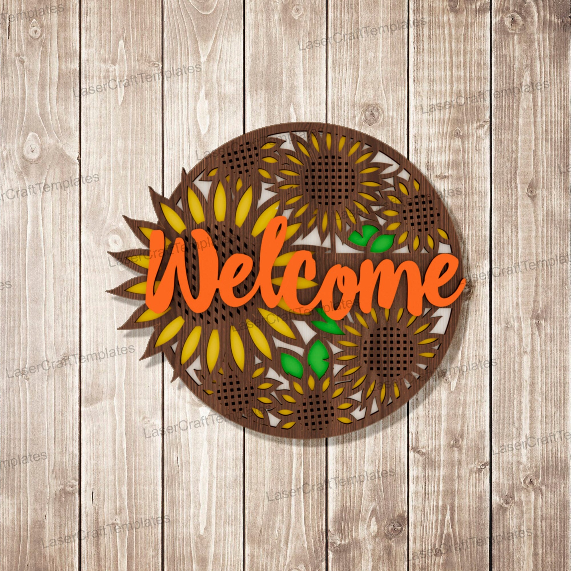 Sunflower Welcome Sign Laser Cut Svg File Glowforge Sunflower Door ...