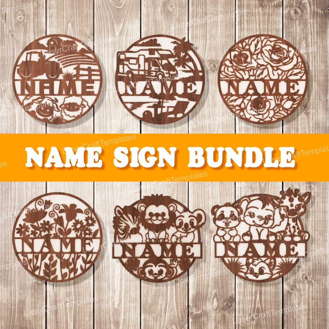 Laser Cut Cute Animals Baby Name Sign Svg Template Glowforge Animals ...