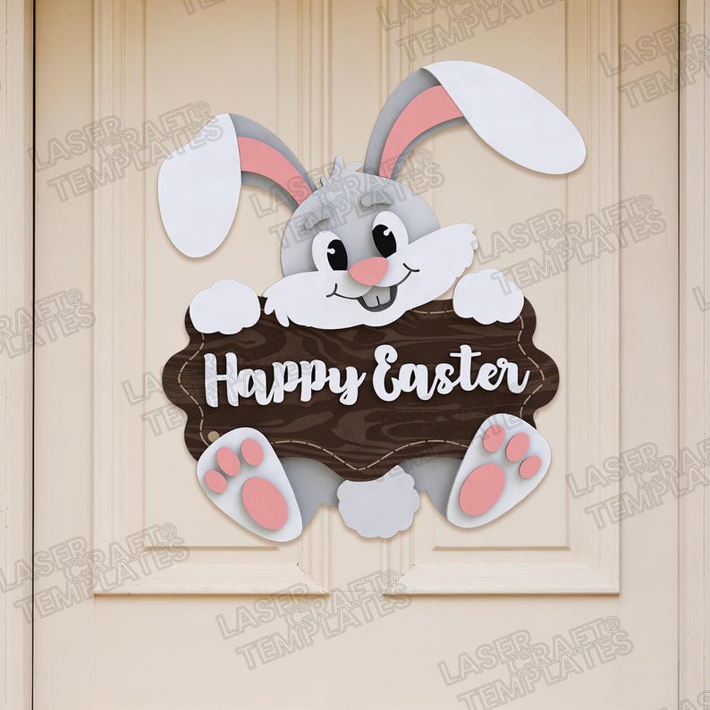 Easter Bunny Welcome Sign Laser Cut Svg File Glowforge Easter Bunny ...