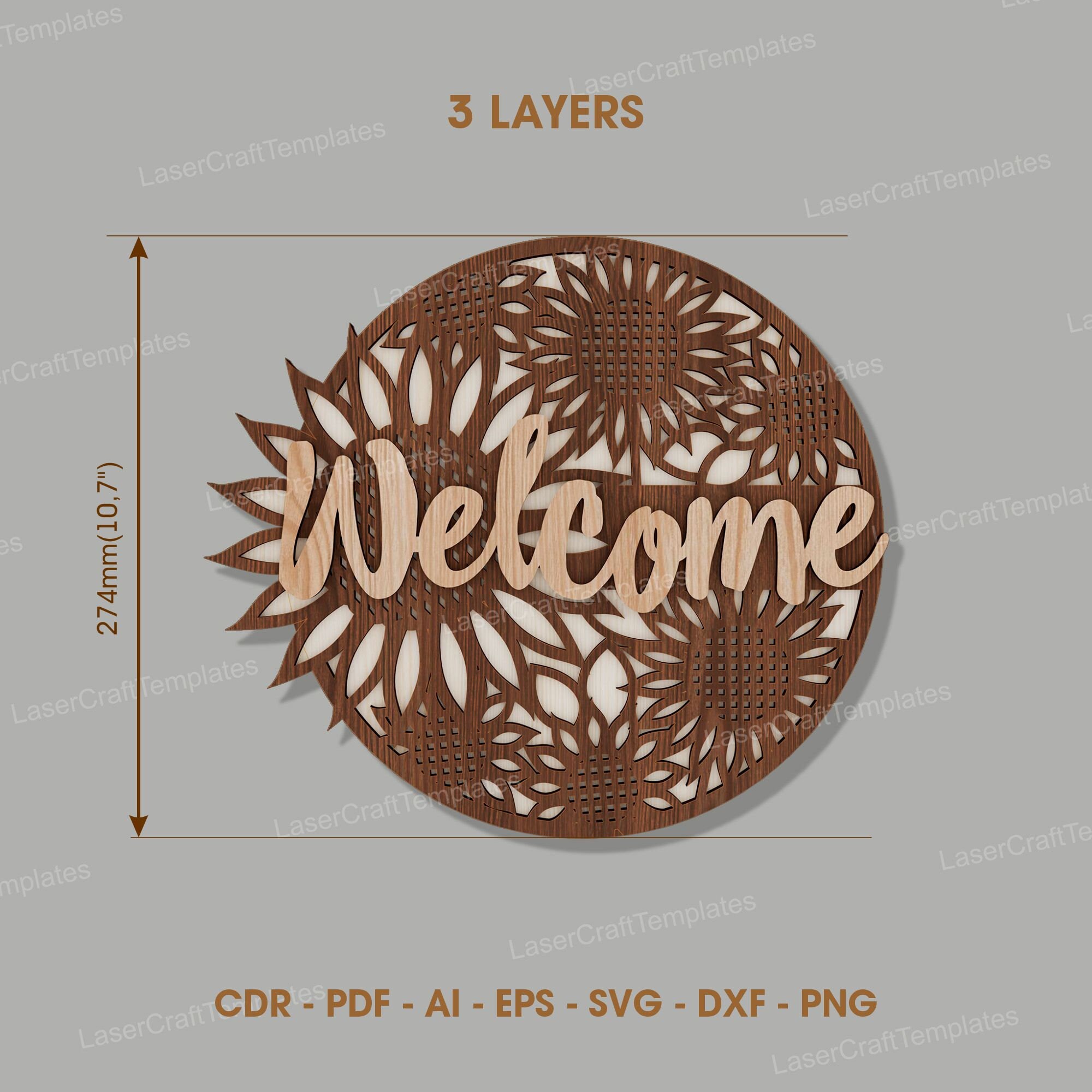 Sunflower Welcome Sign Laser Cut Svg File Glowforge Sunflower Door ...