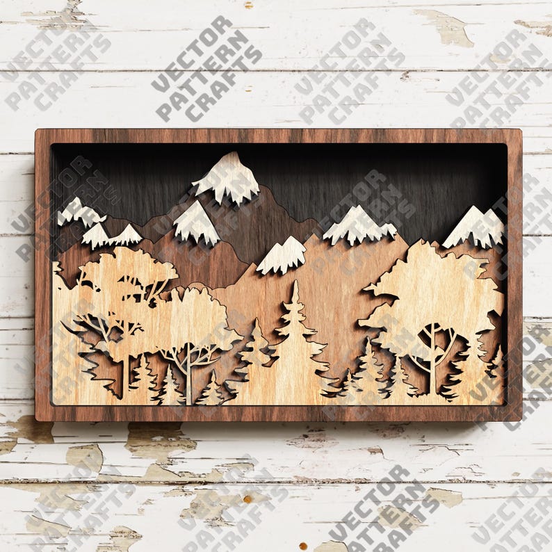 Multilayer Mountain Wall Panel 4 Bundle Laser Cut Svg File Glowforge ...