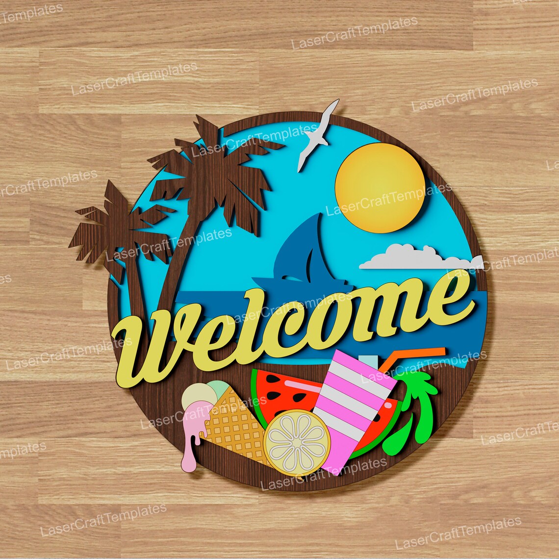 Hello Summer Welcome Sign Bundle Laser Cut Svg File Glowforge Summer ...
