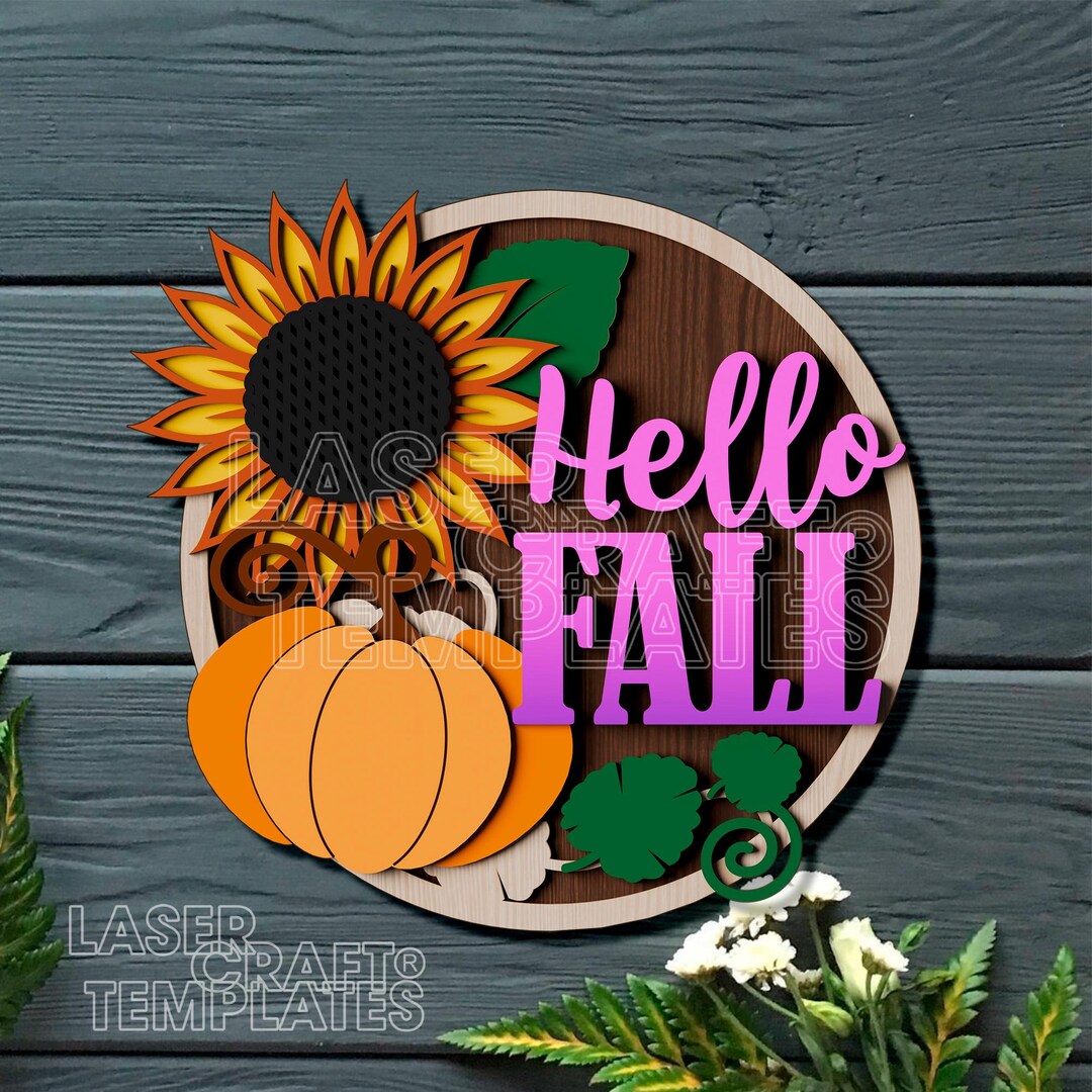 Laser Cut Pumpkin Round Sign Svg Template Glowforge Pumpkin Door Hanger ...