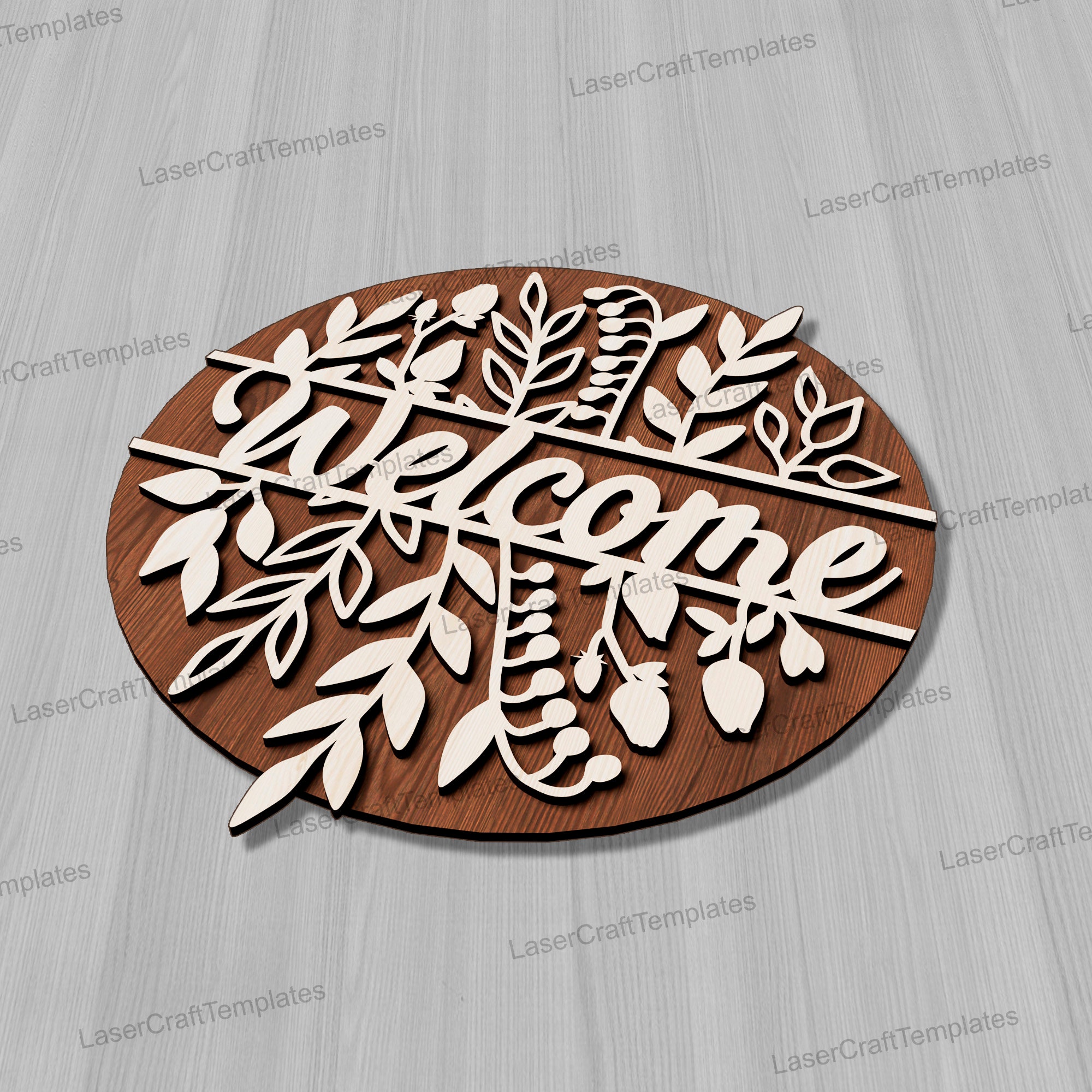 Welcome Flowers Sign Laser Cut Svg Template Glowforge Flowers Door ...