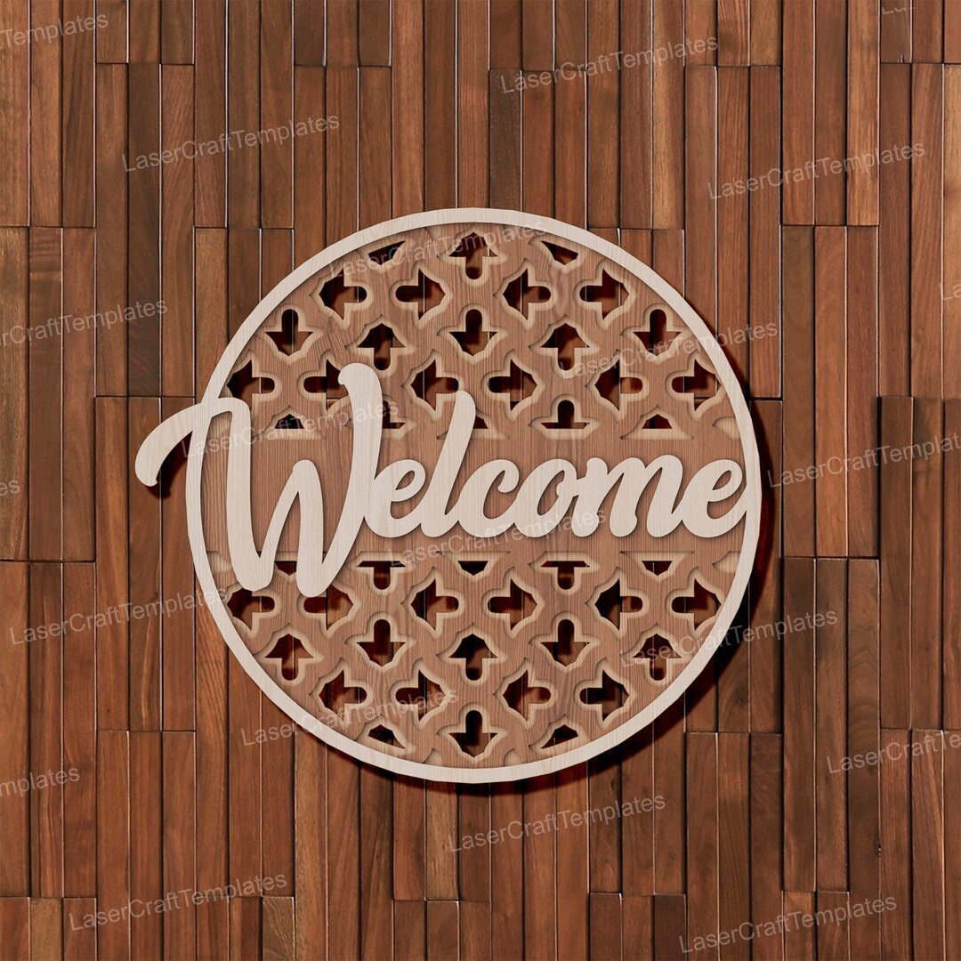 Welcome Geometric Sign Laser Cut Svg File Glowforge Geometry Door ...