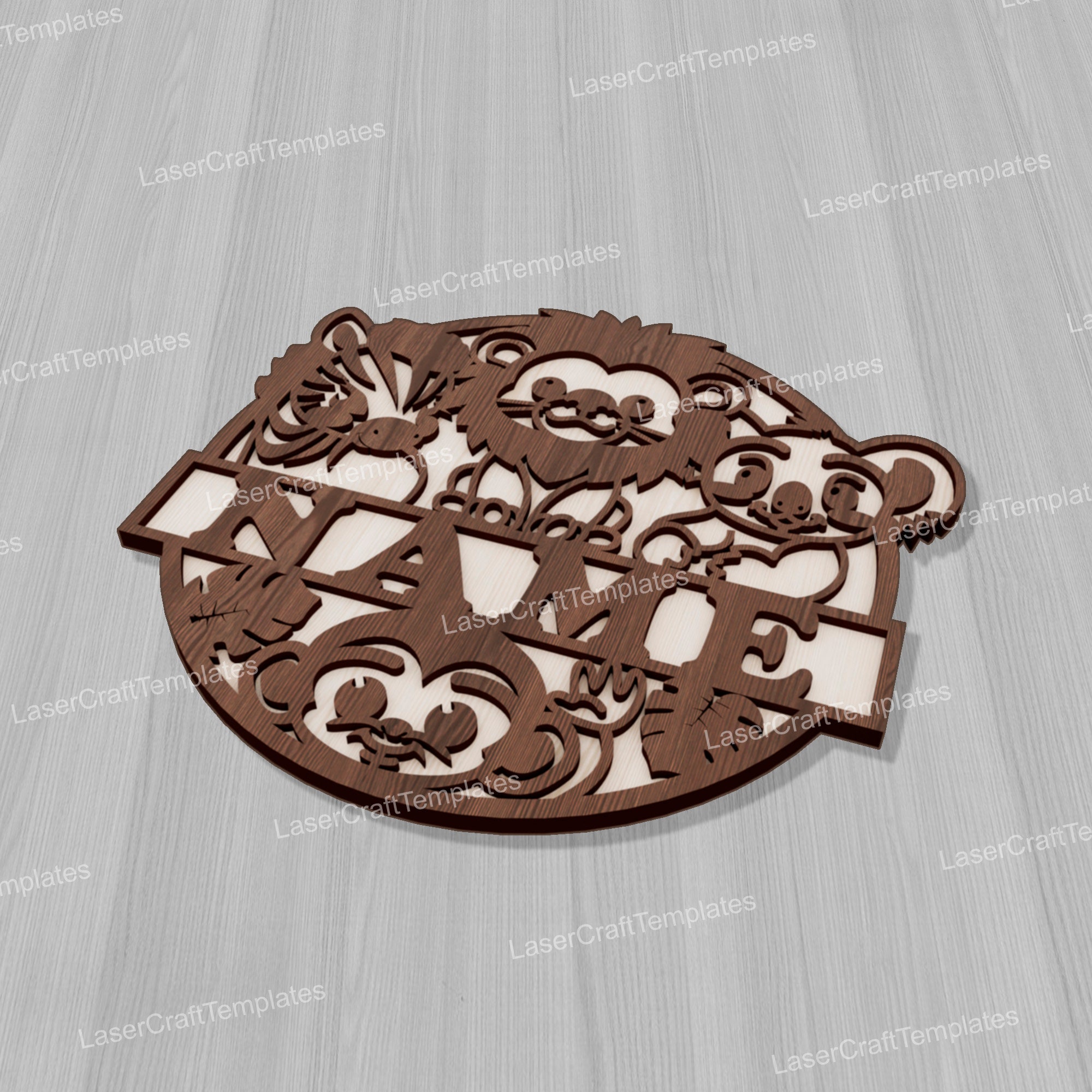 Animals Baby Name Sign Laser Cut Svg File Glowforge Animals Baby Name ...