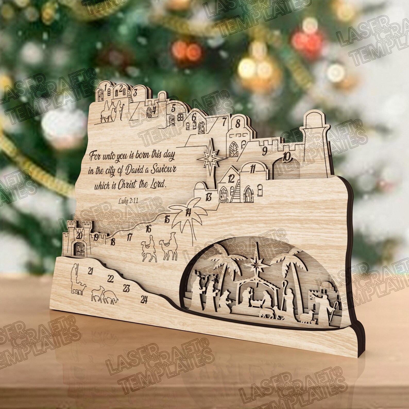 Advent Calendar SVG Laser Cut Nativity Bethlehem Countdown Religious ...