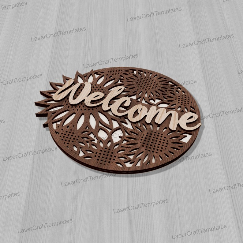 Sunflower Welcome Sign Laser Cut Svg File Glowforge Sunflower Door ...