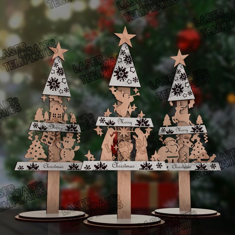 Christmas Tree 3 Bundle Laser Cut Svg File Glowforge Christmas Tree ...