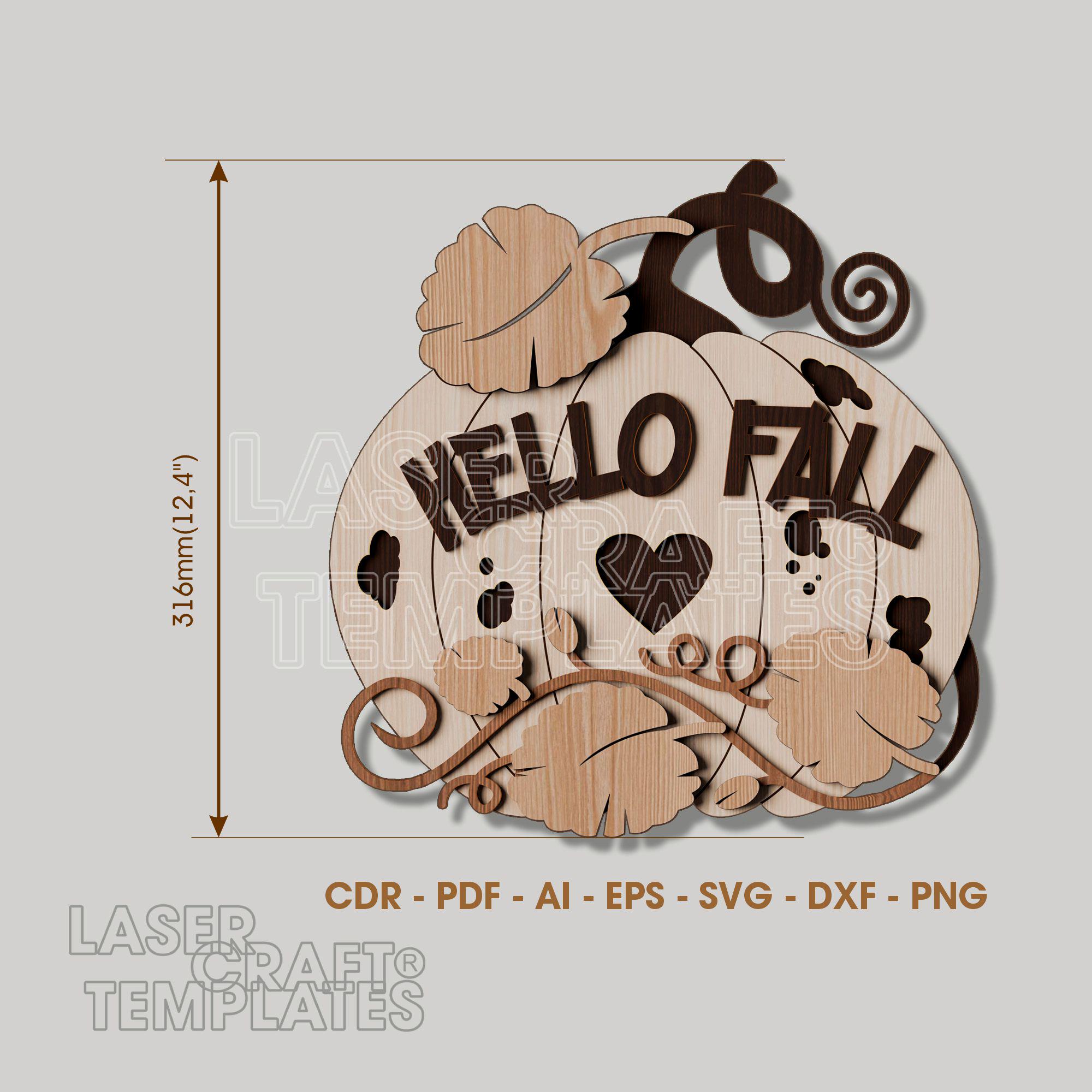 Laser Cut Pumpkin Round Sign Svg Template Glowforge Pumpkin Door Hanger ...
