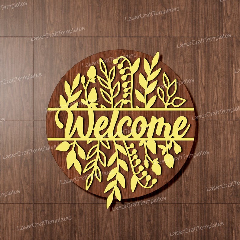 Welcome Flowers Sign Laser Cut Svg Template Glowforge Flowers Door ...