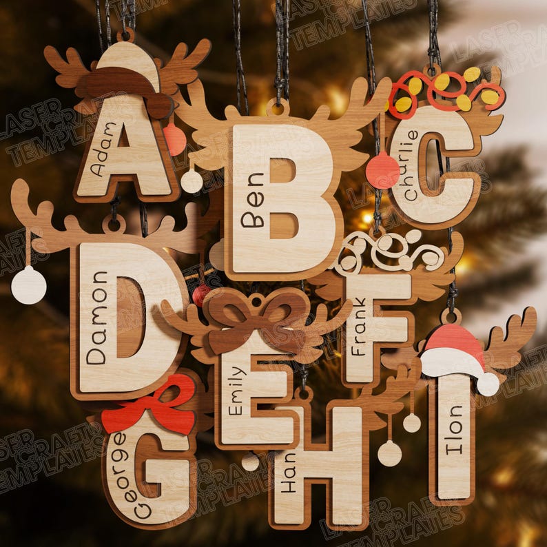 Christmas Alphabet Letters Ornaments Laser Cut Svg File Glowforge ...