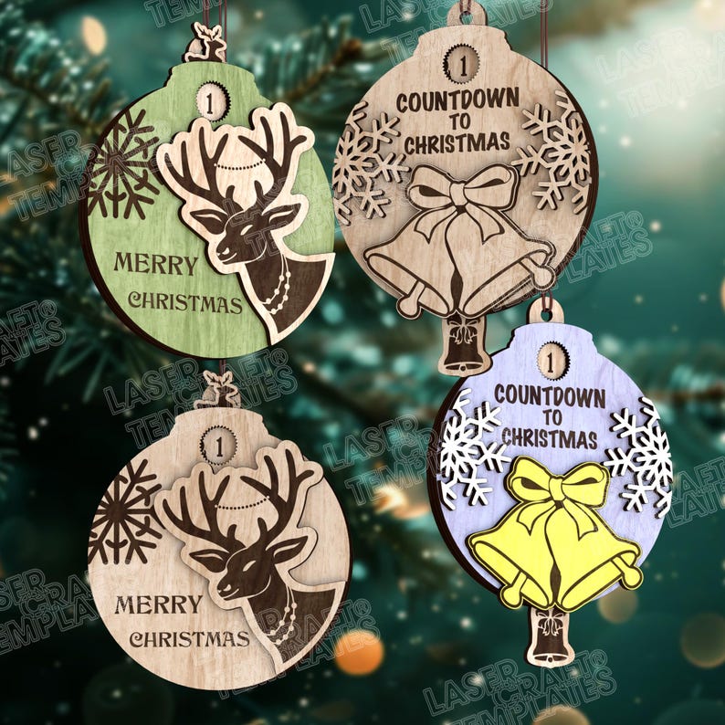 6 Christmas Countdown Calendar Ornament SVG Laser Cut Glowforge Days ...