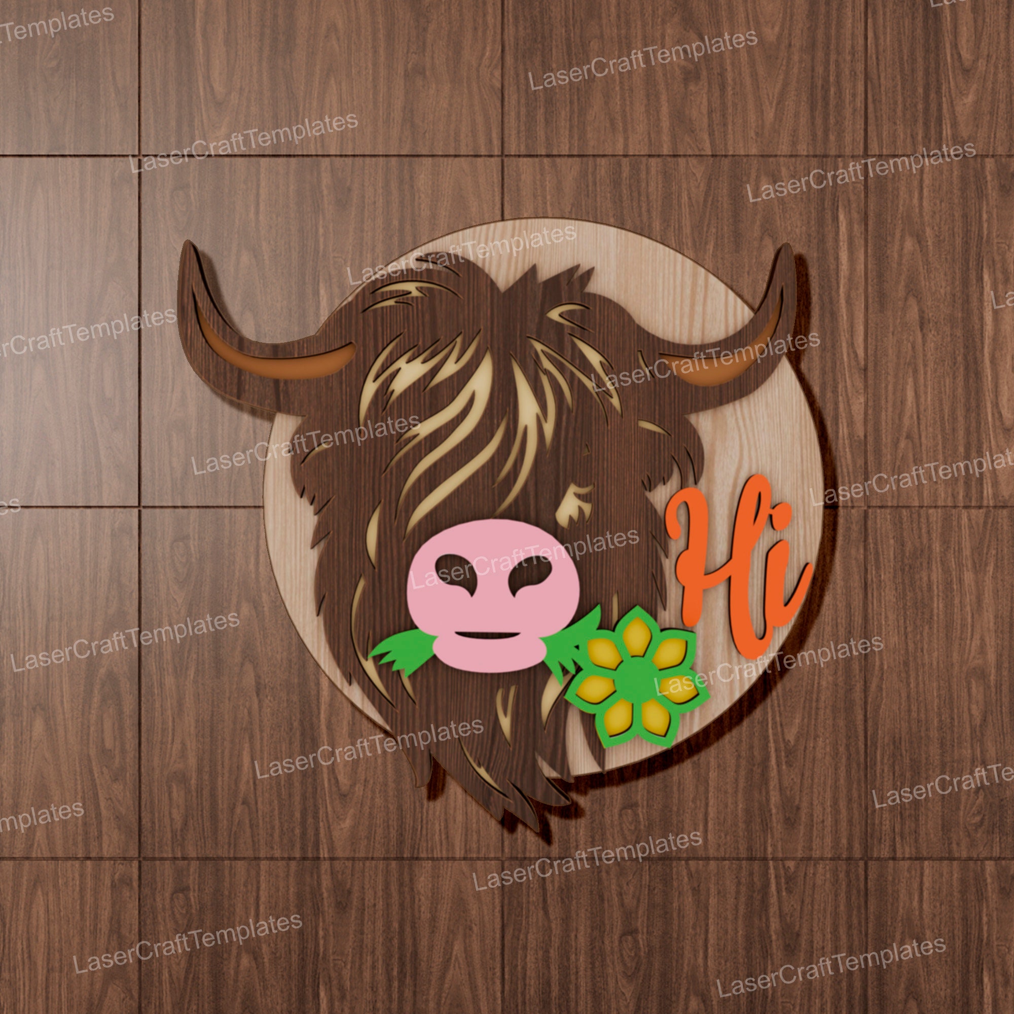 Highland Cow Door Hanger Welcome Sign Laser Cut Svg File Glowforge ...