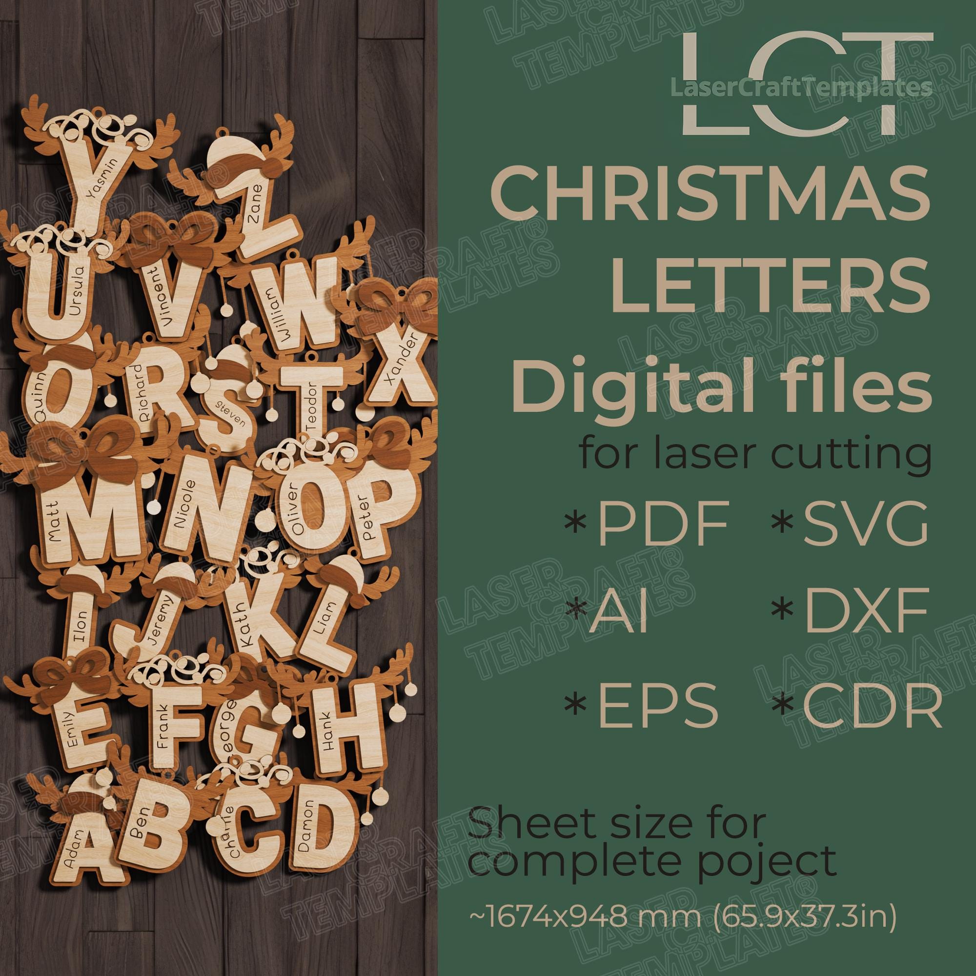 Christmas Alphabet Letters Ornaments Laser Cut Svg File Glowforge ...