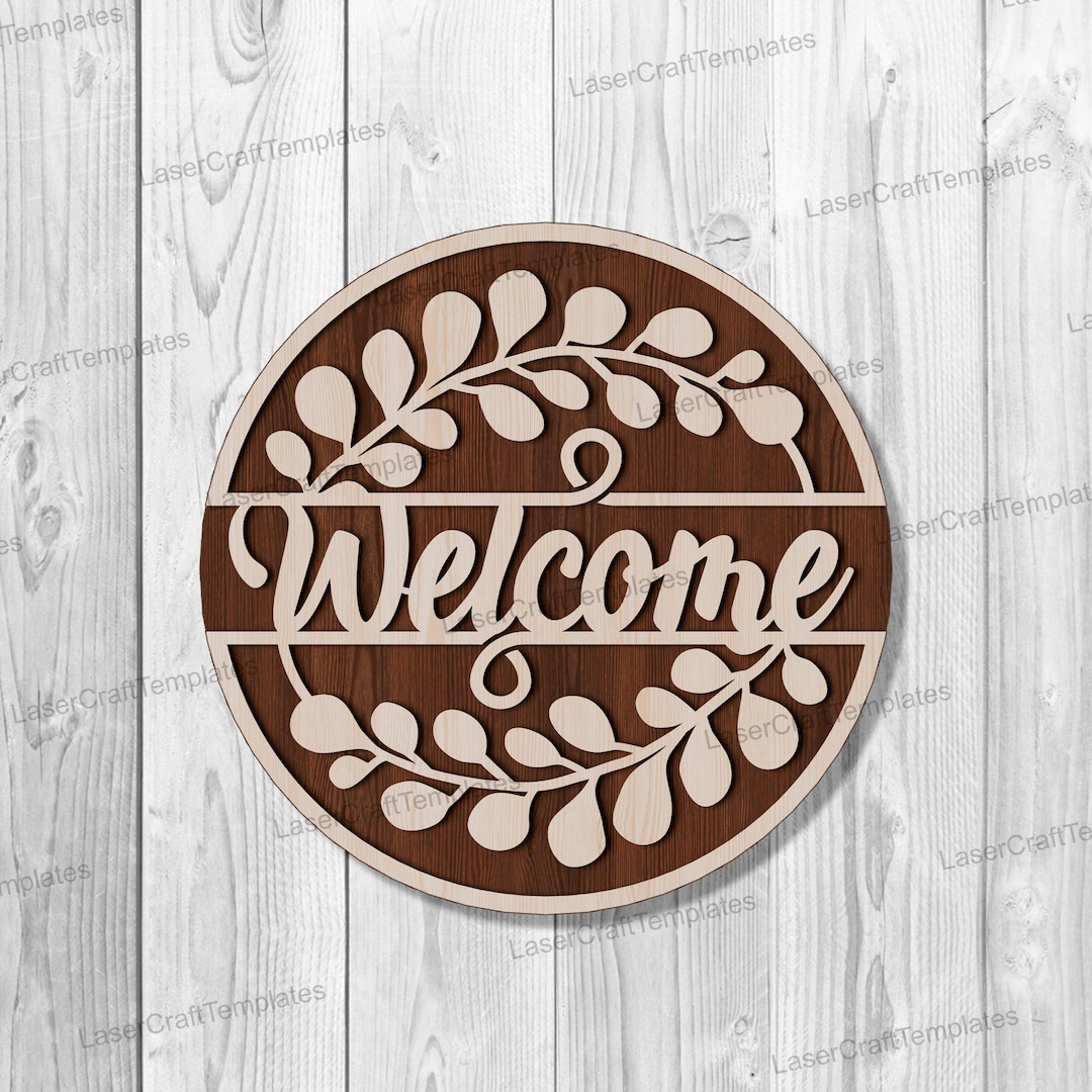 Laser Cut Welcome Flowers Sign Svg Template Glowforge Flowers Door ...