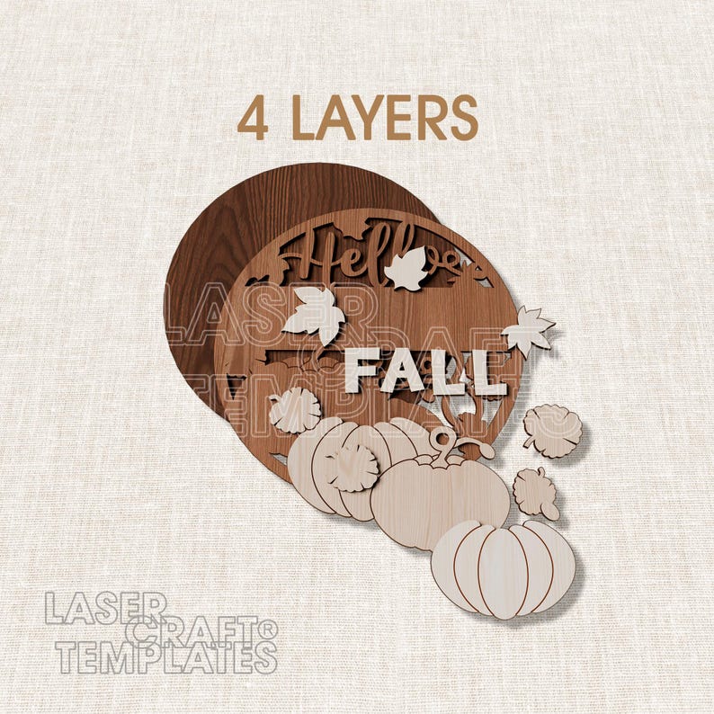 Fall Pumpkin Round Door Hanger 6 Bundle Laser Cut Svg File Glowforge ...