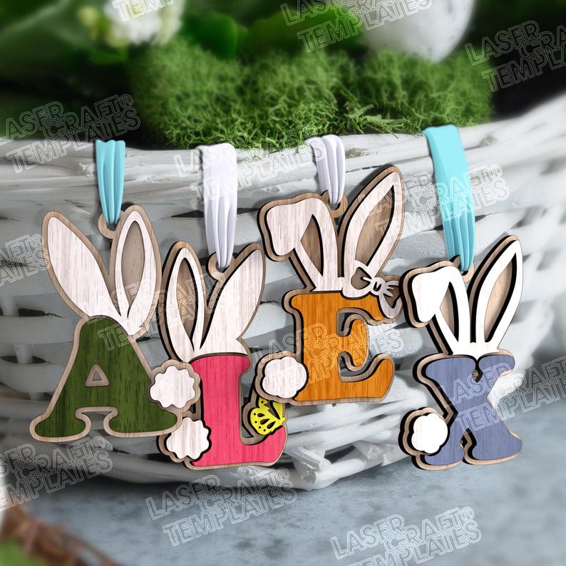 Easter Bunny Alphabet Letters Ornaments Laser Cut Svg File Glowforge ...