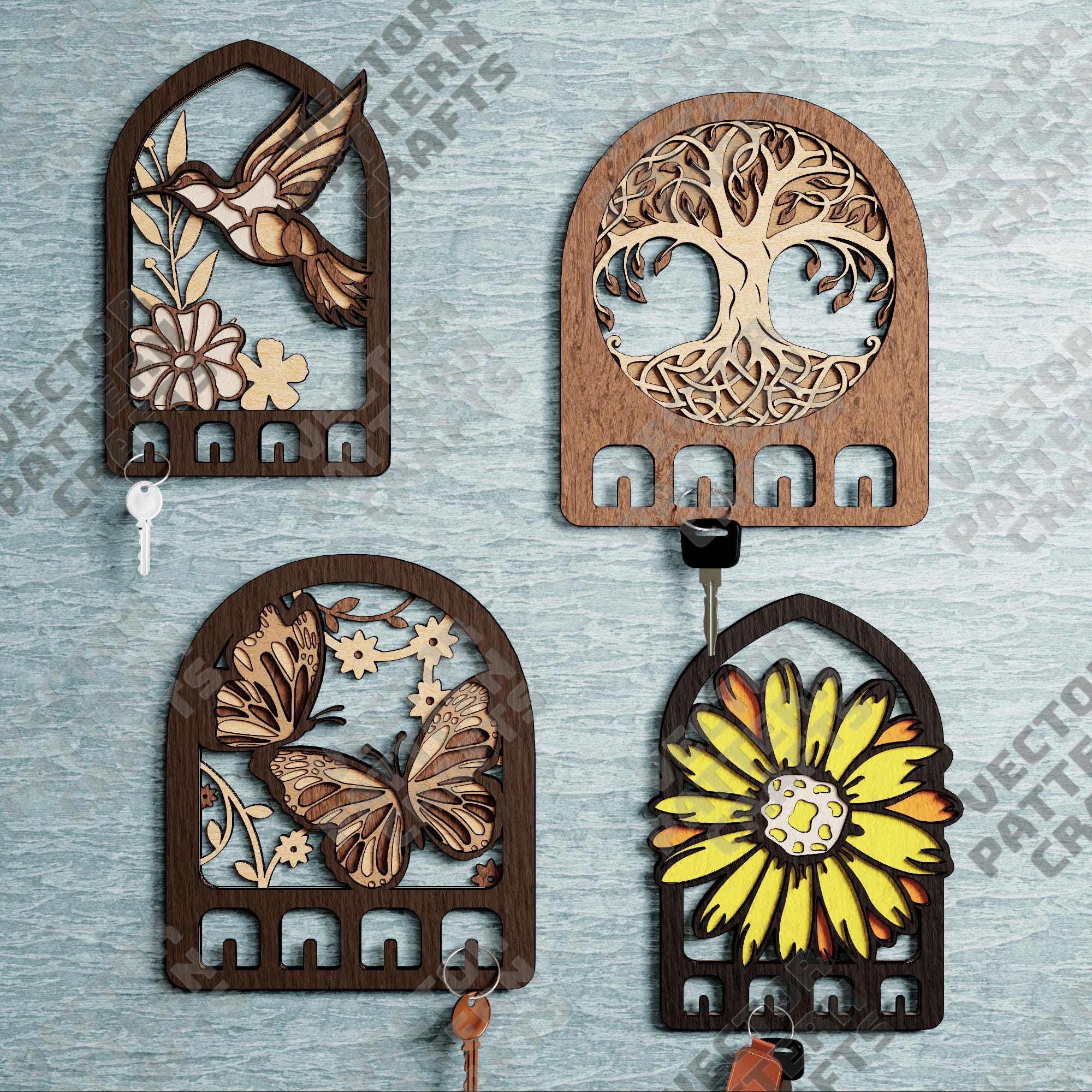 Multilayer Key Holder 4 Bundle Laser Cut File Svg Glowforge Wall Key ...