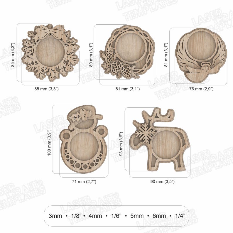 5 Christmas Candle Holder Laser Cut SVG Snowman Reindeer Wreath ...