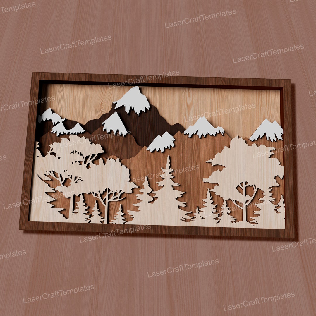 Mountain Forest Laser Cut SVG Multilayer Wall Art Landscape Nature ...