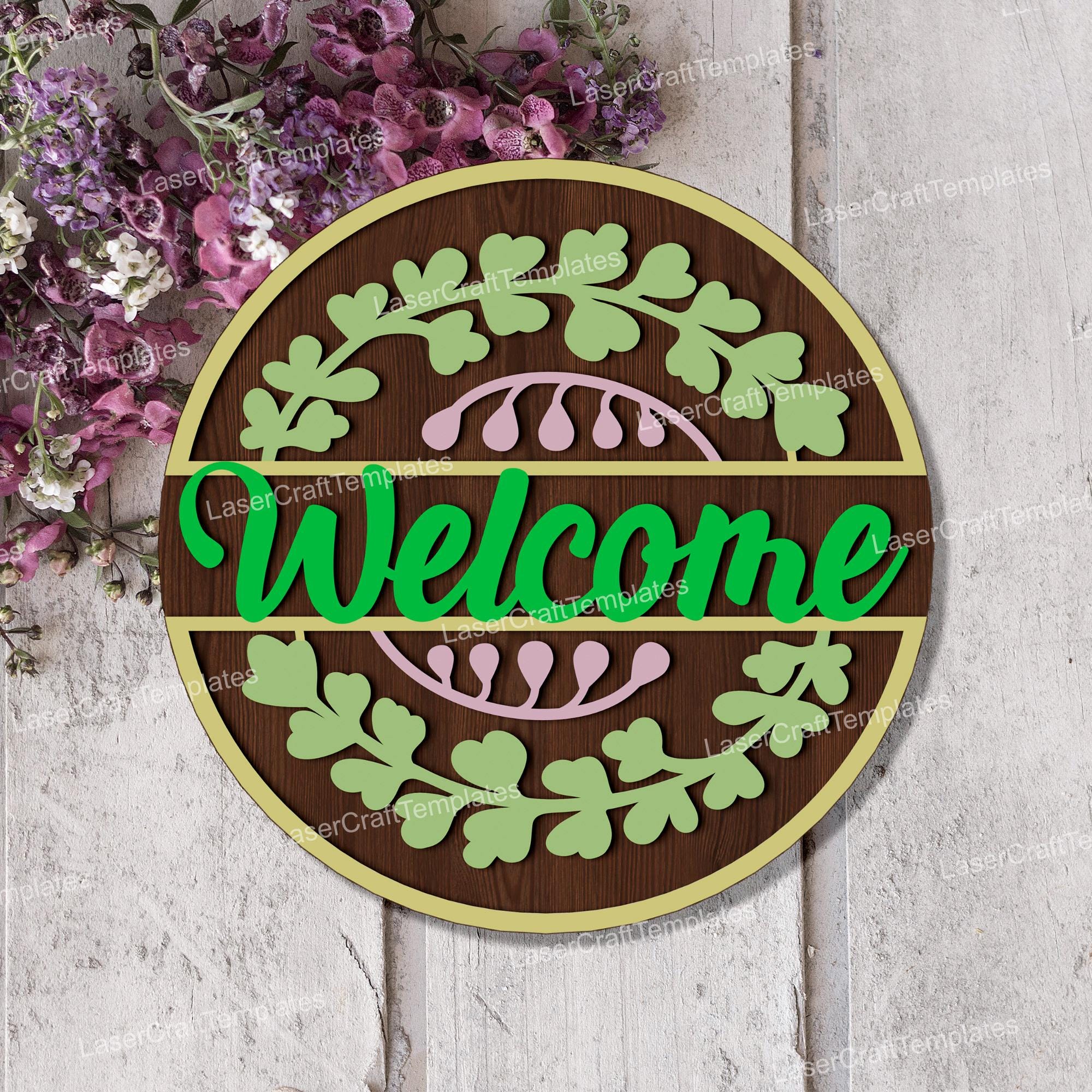 Welcome Flowers Door Hanger Bundle Svg Laser Cut File Glowforge Flowers ...