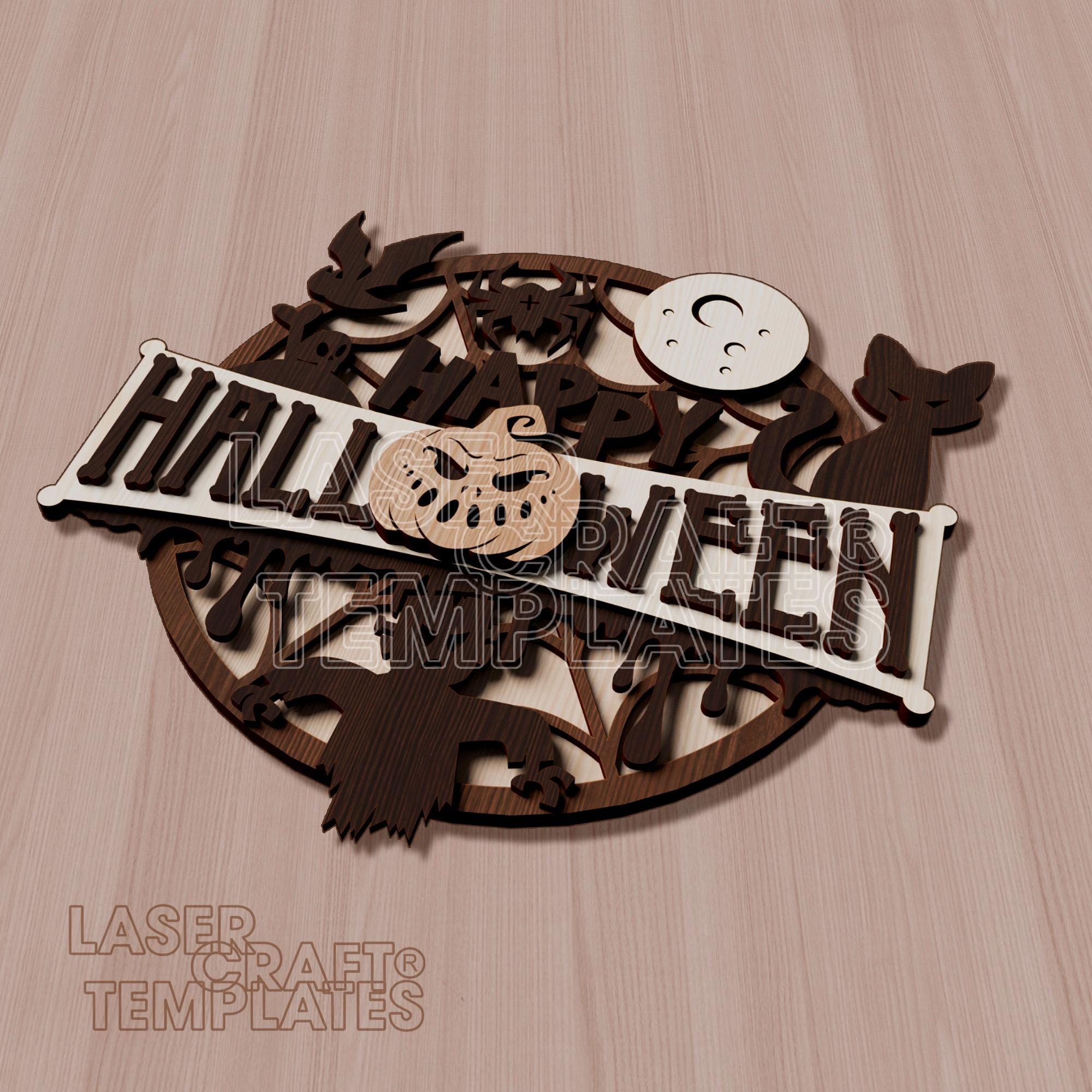 Laser Cut Halloween Round Door Sign Svg File Glowforge Halloween Sign ...