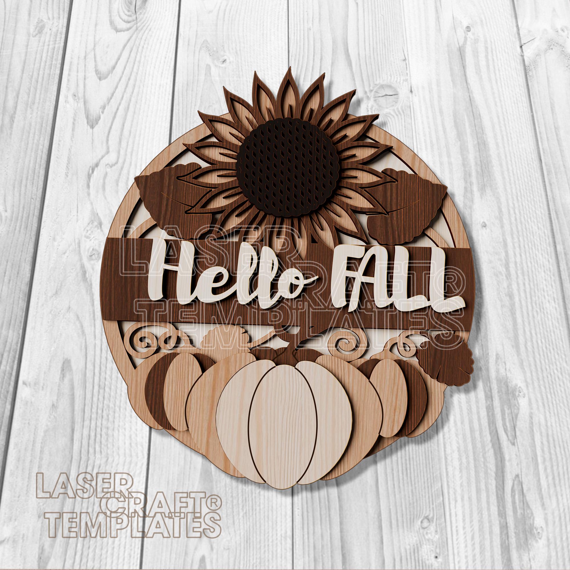 Hello Pumpkin Round Sign Laser Cut Svg File Glowforge Pumpkin Door ...