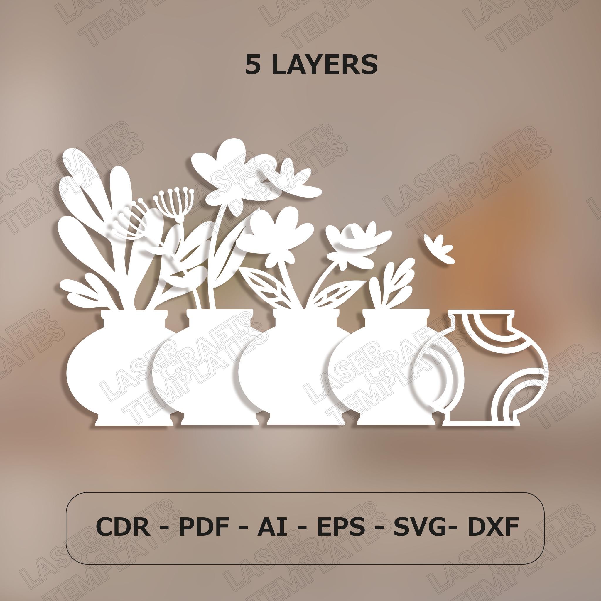 Mother Day Flowers Vase Table Decor Laser Cut Svg File Glowforge 3d ...