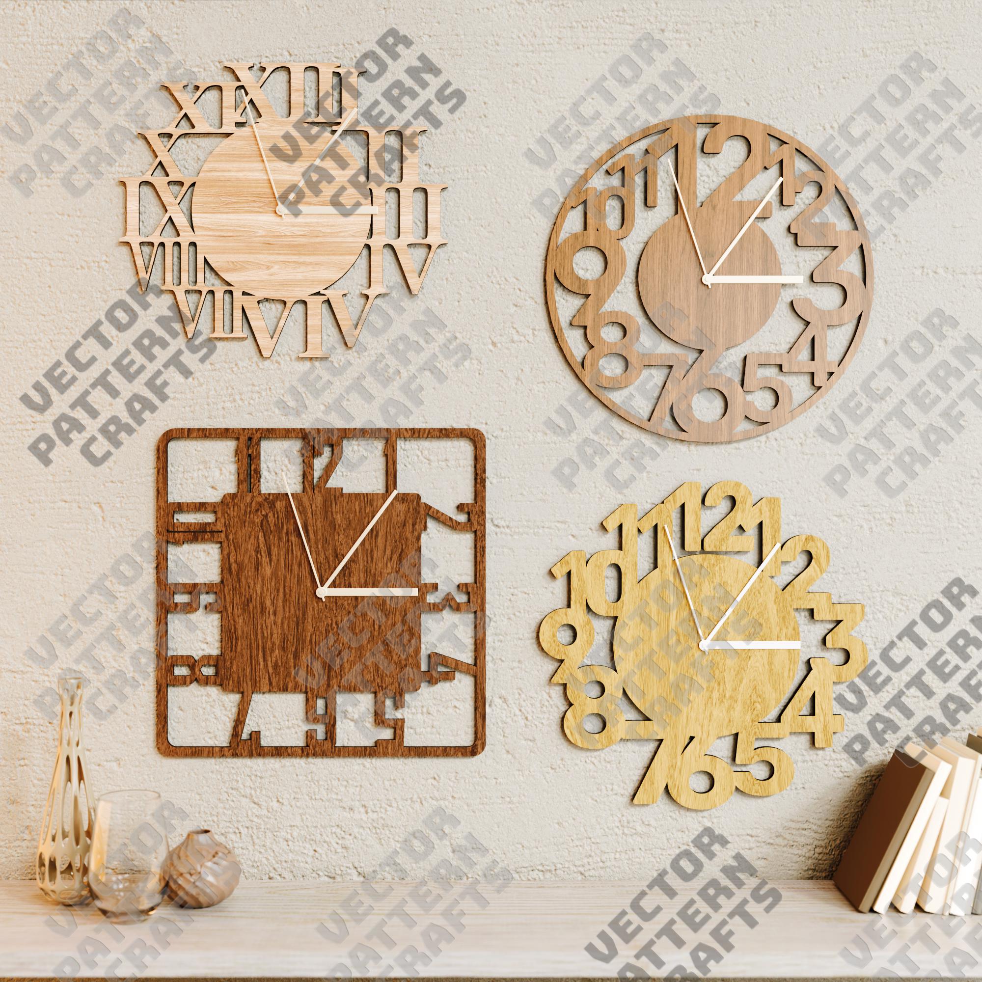 Laser Cut Numbers Wall Clock 4 Bundle Svg File Glowforge Numbers Wall ...