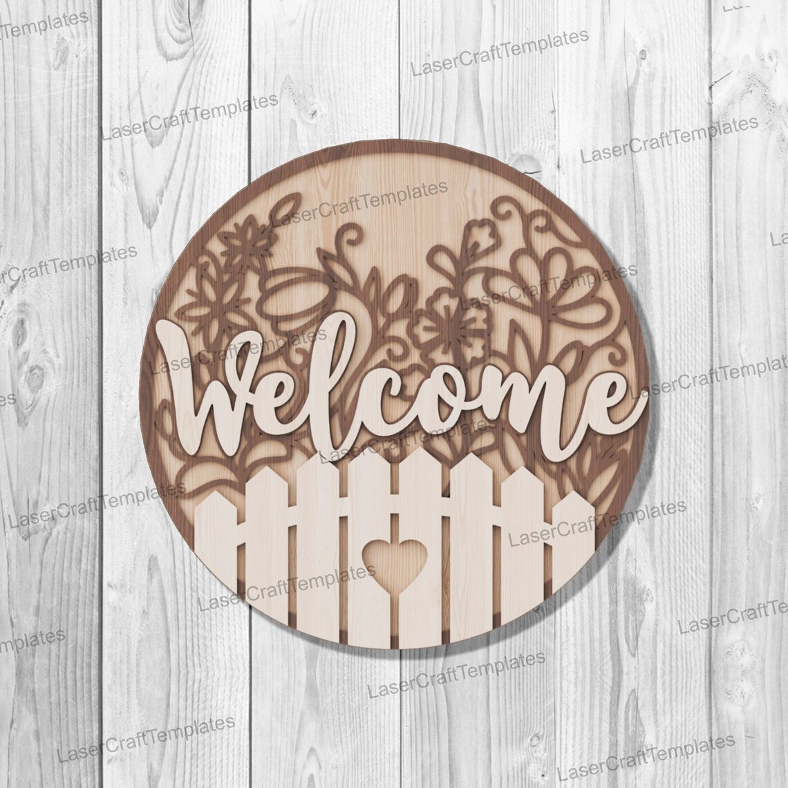Laser Cut Welcome Flowers Sign Svg Template Glowforge Flowers Door ...