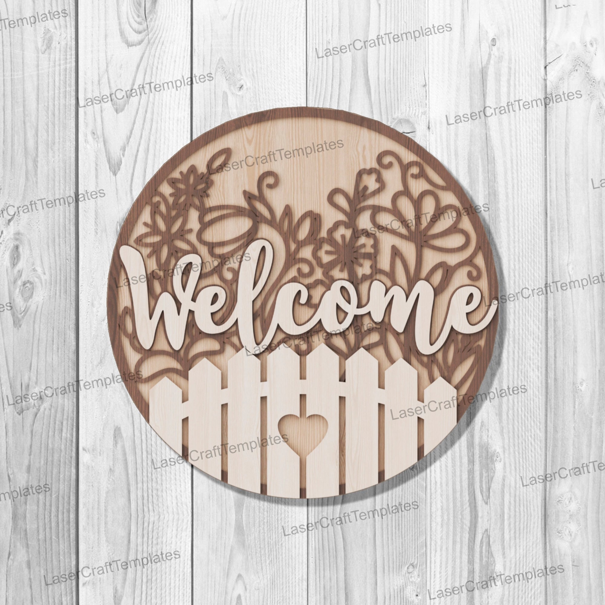 Laser Cut Welcome Flowers Sign Svg Template Glowforge Flowers Door ...