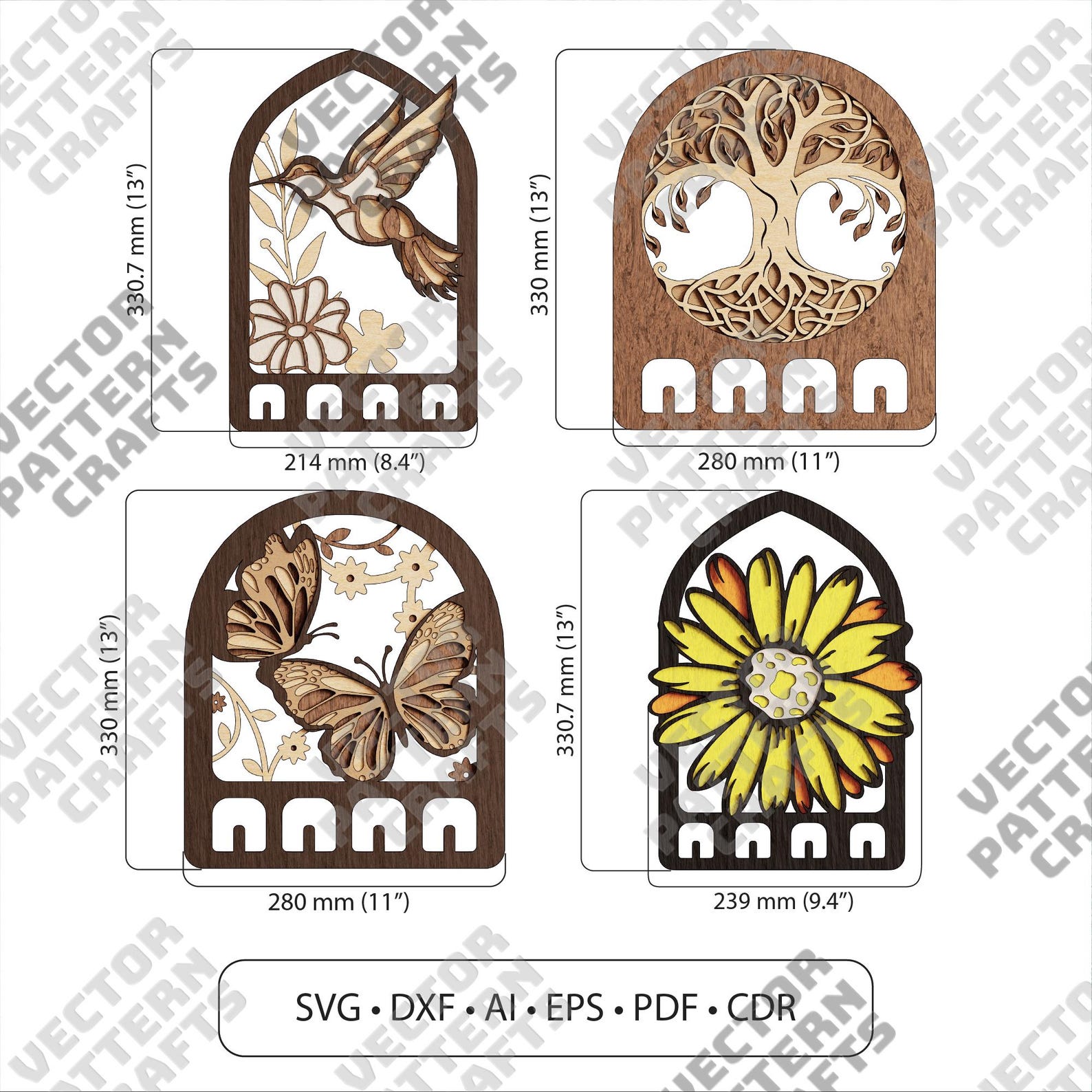 Multilayer Key Holder 4 Bundle Laser Cut File Svg Glowforge Wall Key ...
