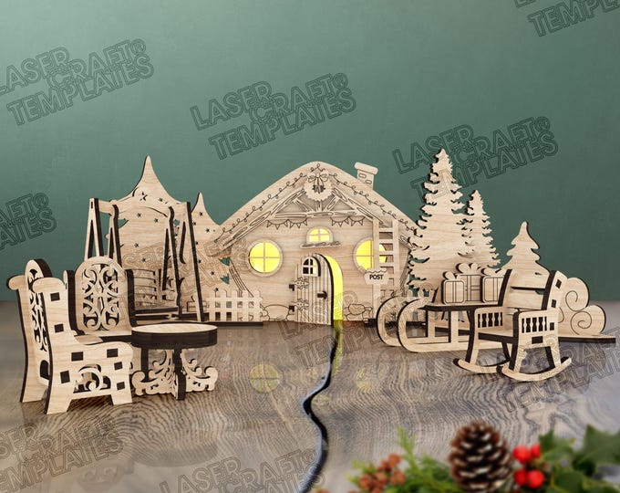 Santa Claus House - Laser Cut File, SVG Plan for Glowforge and Cutting ...