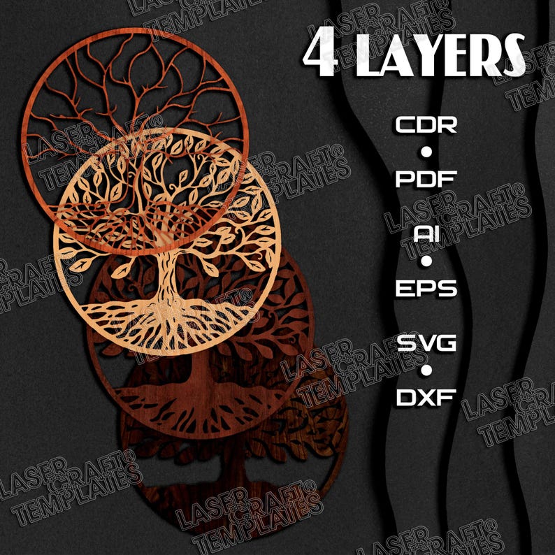 Multilayer Tree of Life Wall Panel Laser Cut Svg File Glowforge ...
