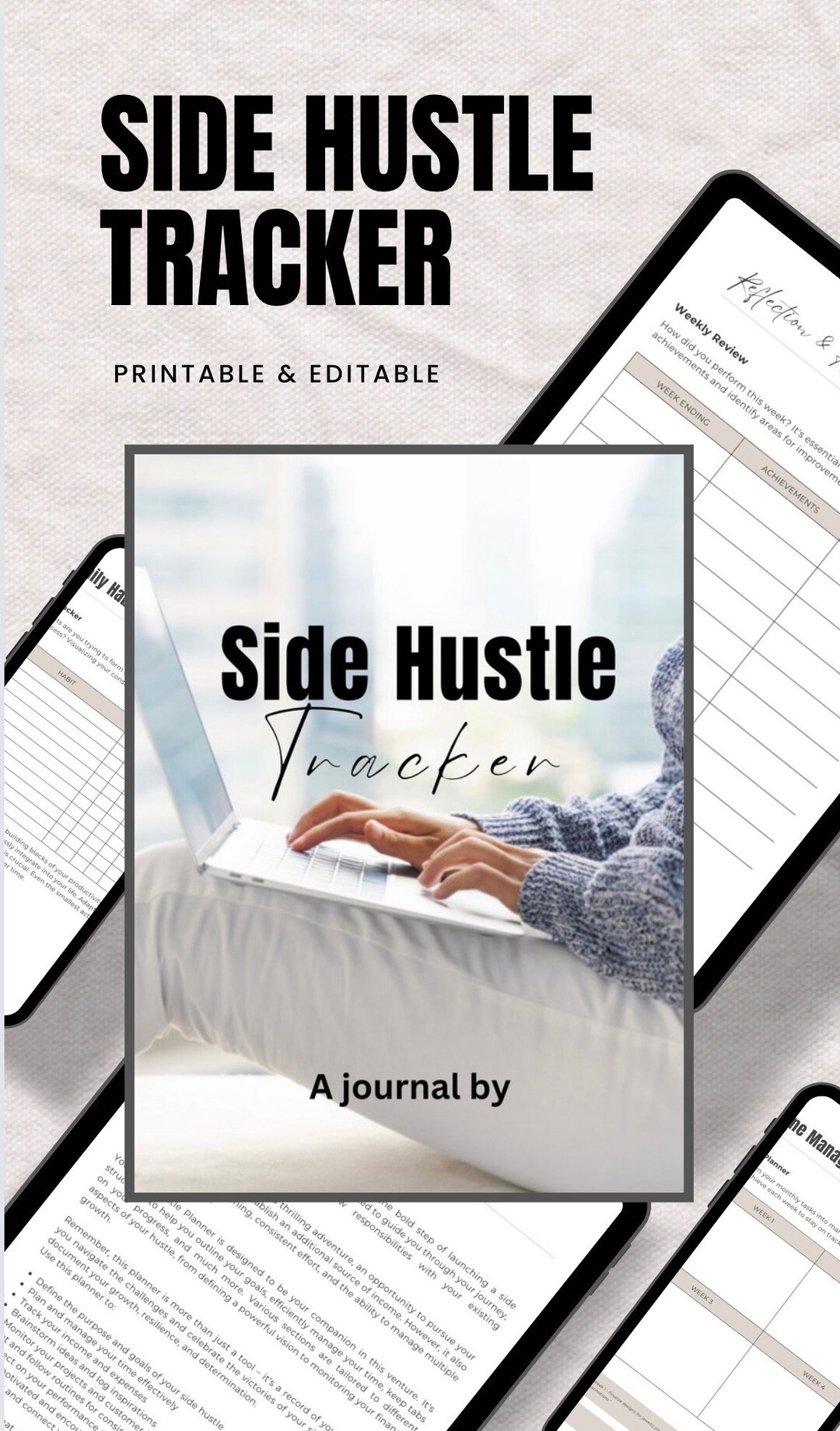 Side Hustle Tracker Business Planner Digital Planner Mrr PLR Time ...