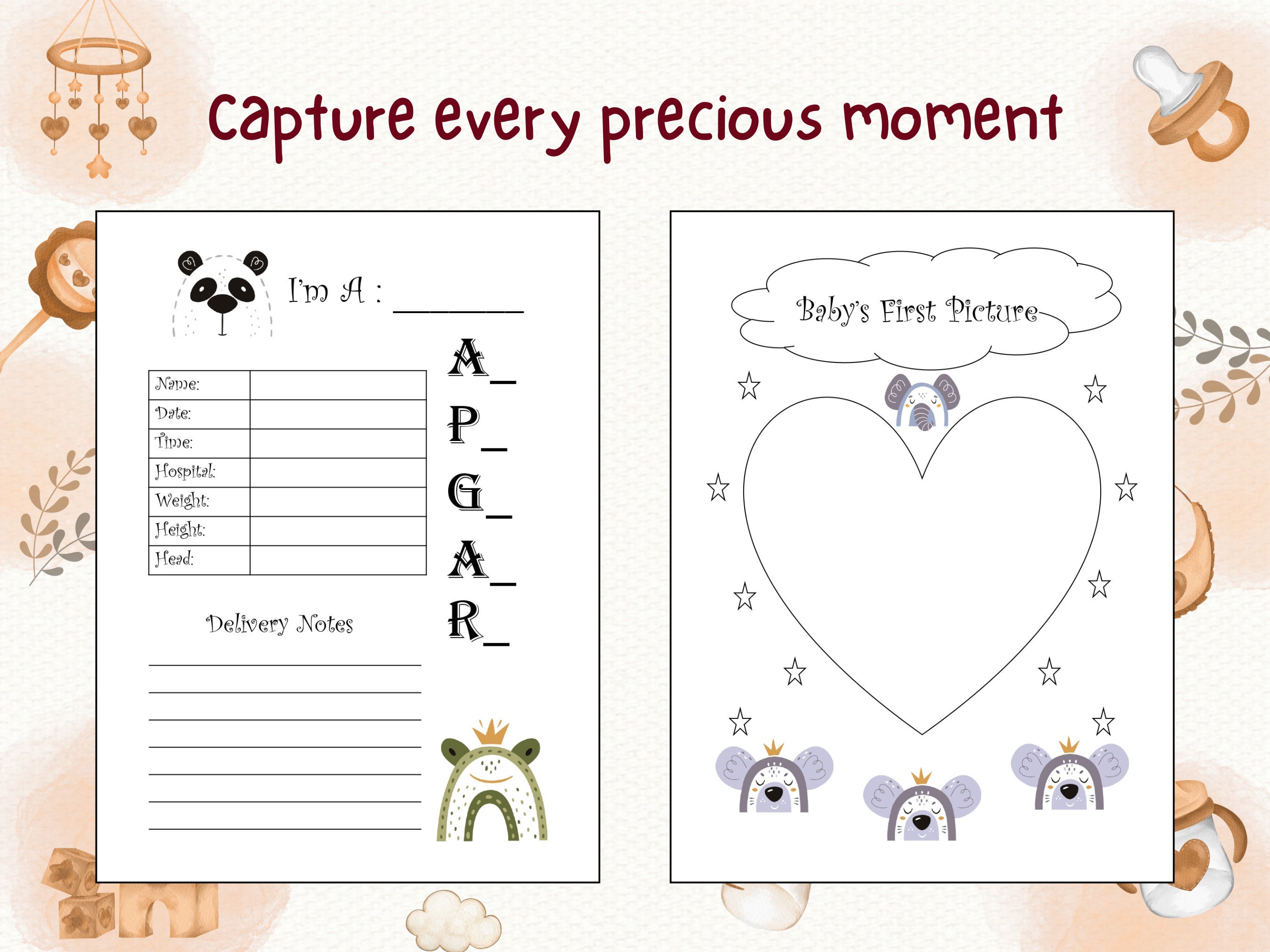 First Year Baby Book Printable Baby Book Page Baby Memory Book Baby ...