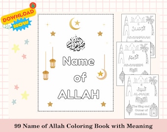 99 Names of Allah Coloring Pages-islamic Coloring Pages-arabic ...