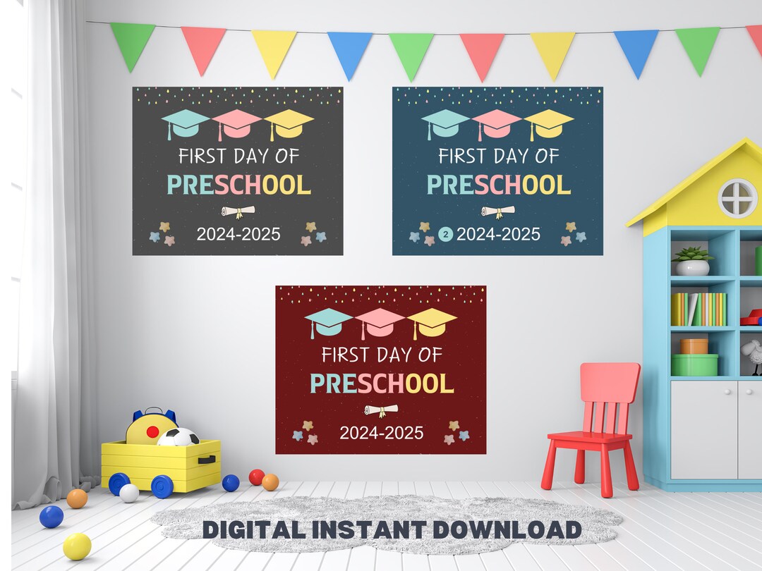 First Day of Preschool Sign, First Day of School Sign, Printable ...