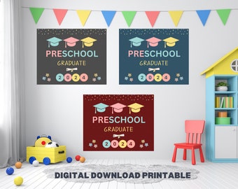 Preschool Graduate Sign, Last Day of Preschool, Printable Preschool ...